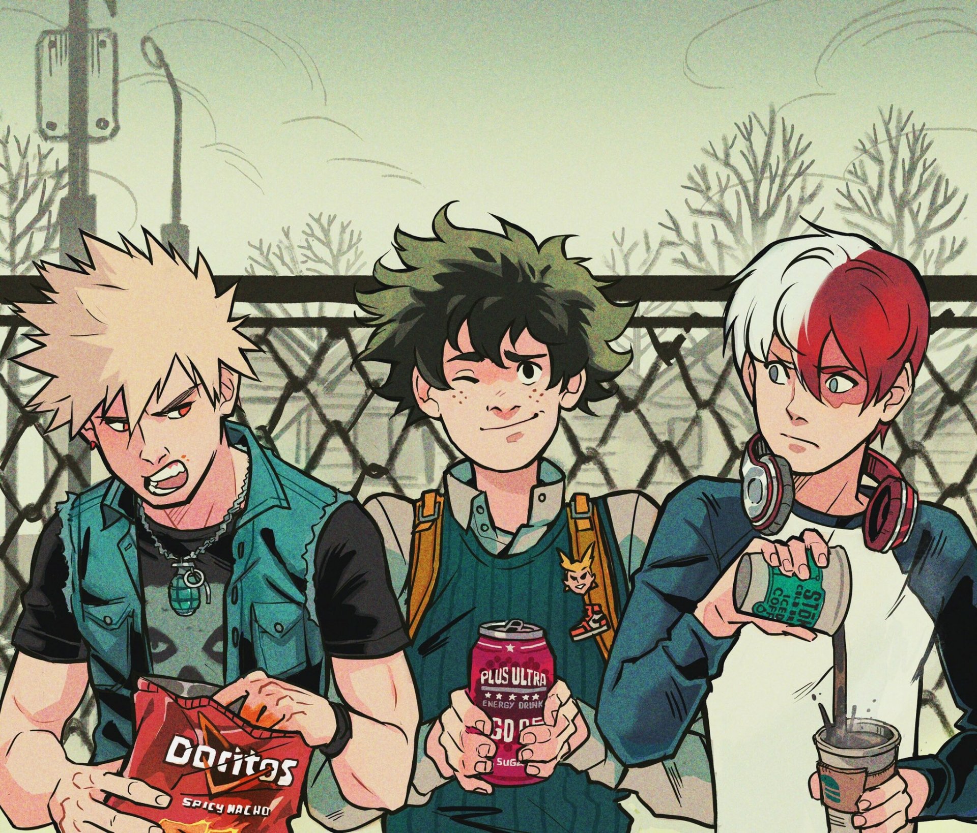 Download Shoto Todoroki Red Hair Katsuki Bakugou Izuku Midoriya Coffee ...