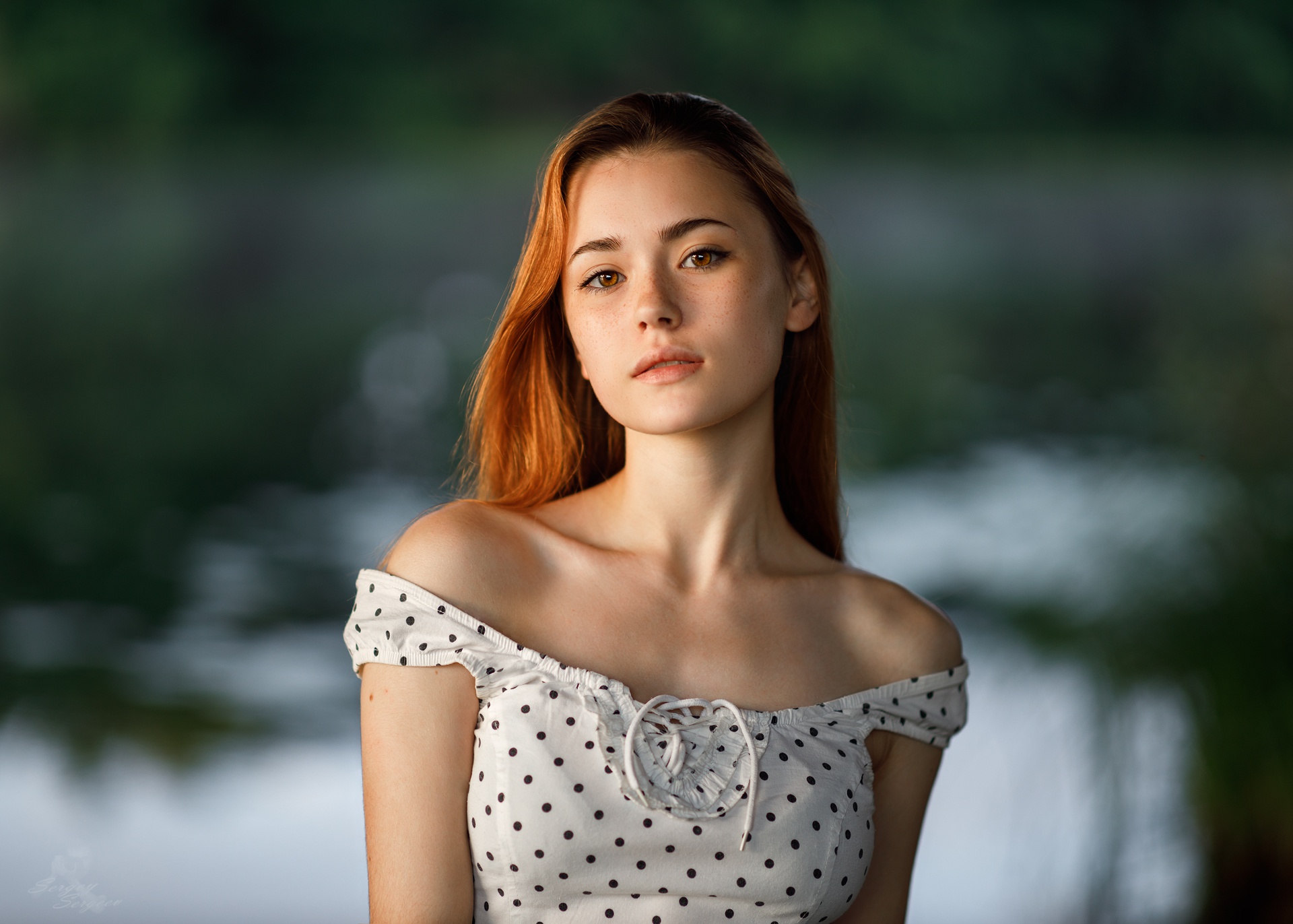 Download Depth Of Field Redhead Woman Model HD Wallpaper by Sergey Sergeev