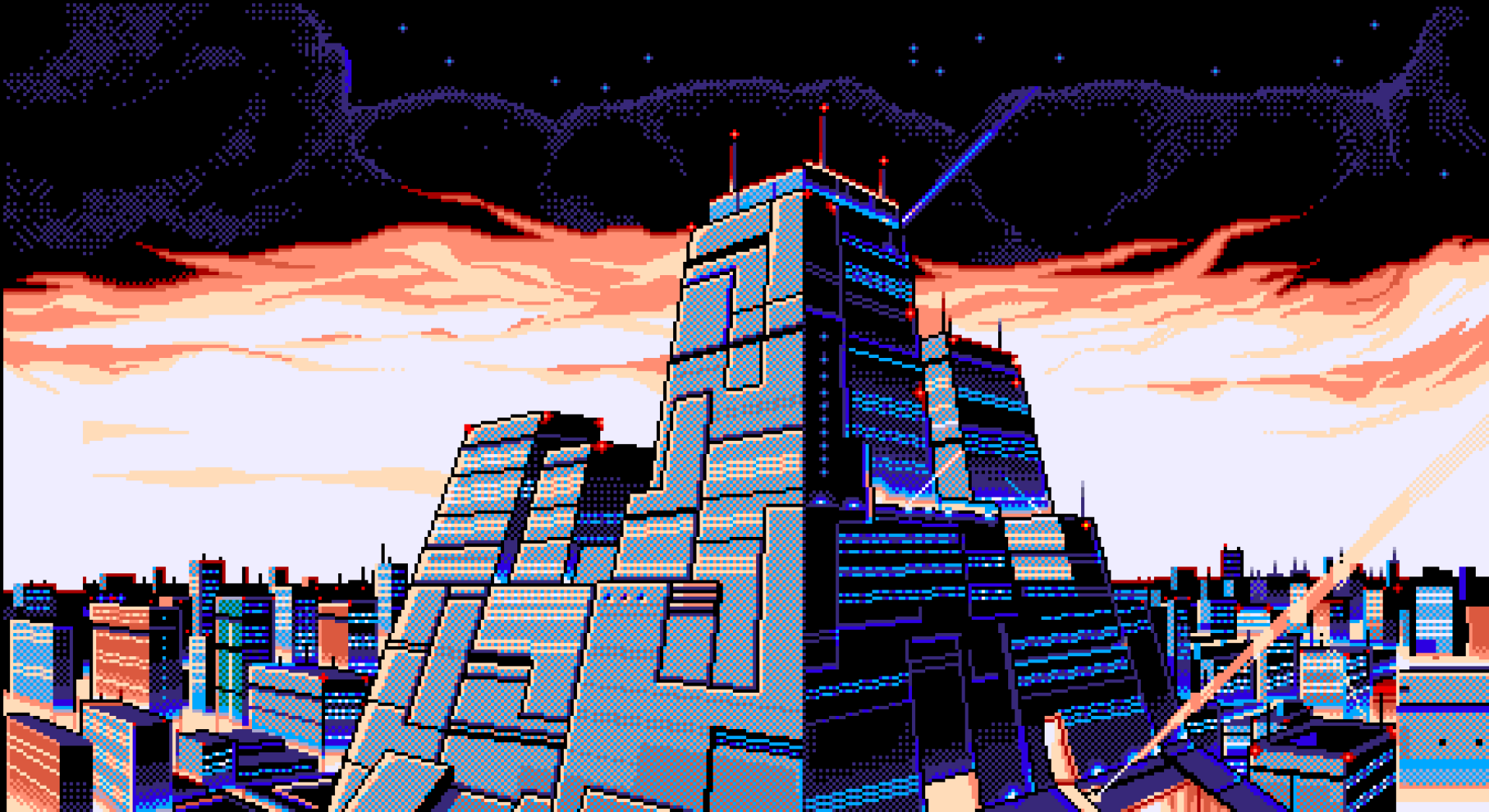 HD Pixel Art Skyline: Artistic Retro Cityscape Wallpaper | 2245x1225 ...