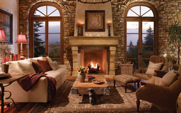 Download Living Room Lamp Furniture Sofa Man Made Room HD Wallpaper