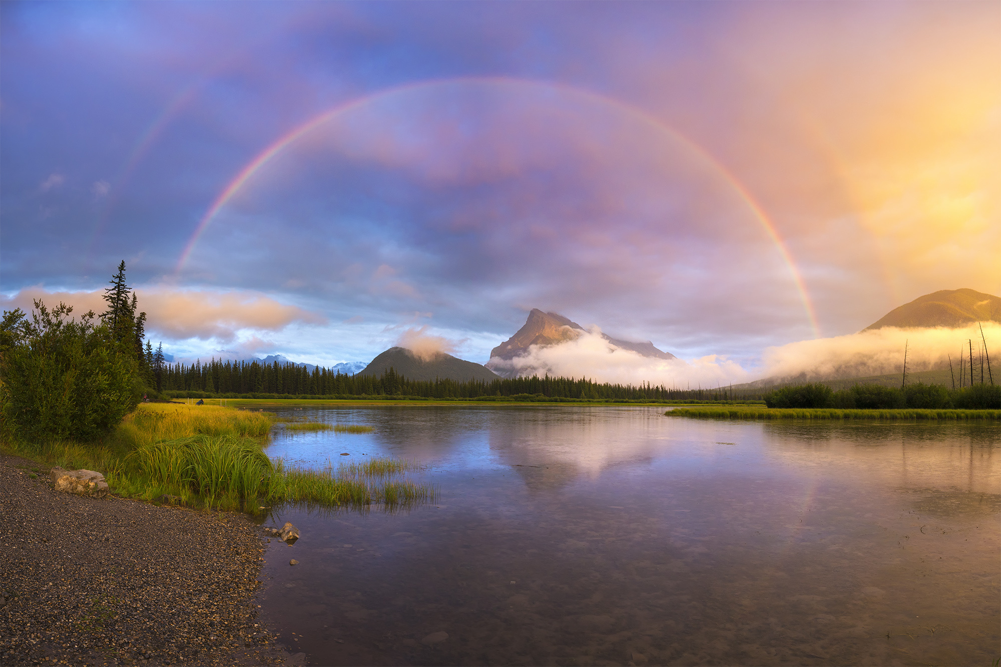 Download Lake Nature Rainbow HD Wallpaper