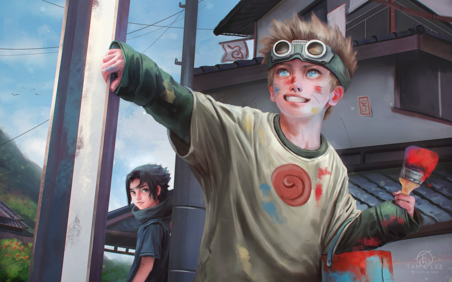 Naruto & Sasuke - Bonds of Konoha 2K Wallpaper: Naruto x Sasuke Painted ...