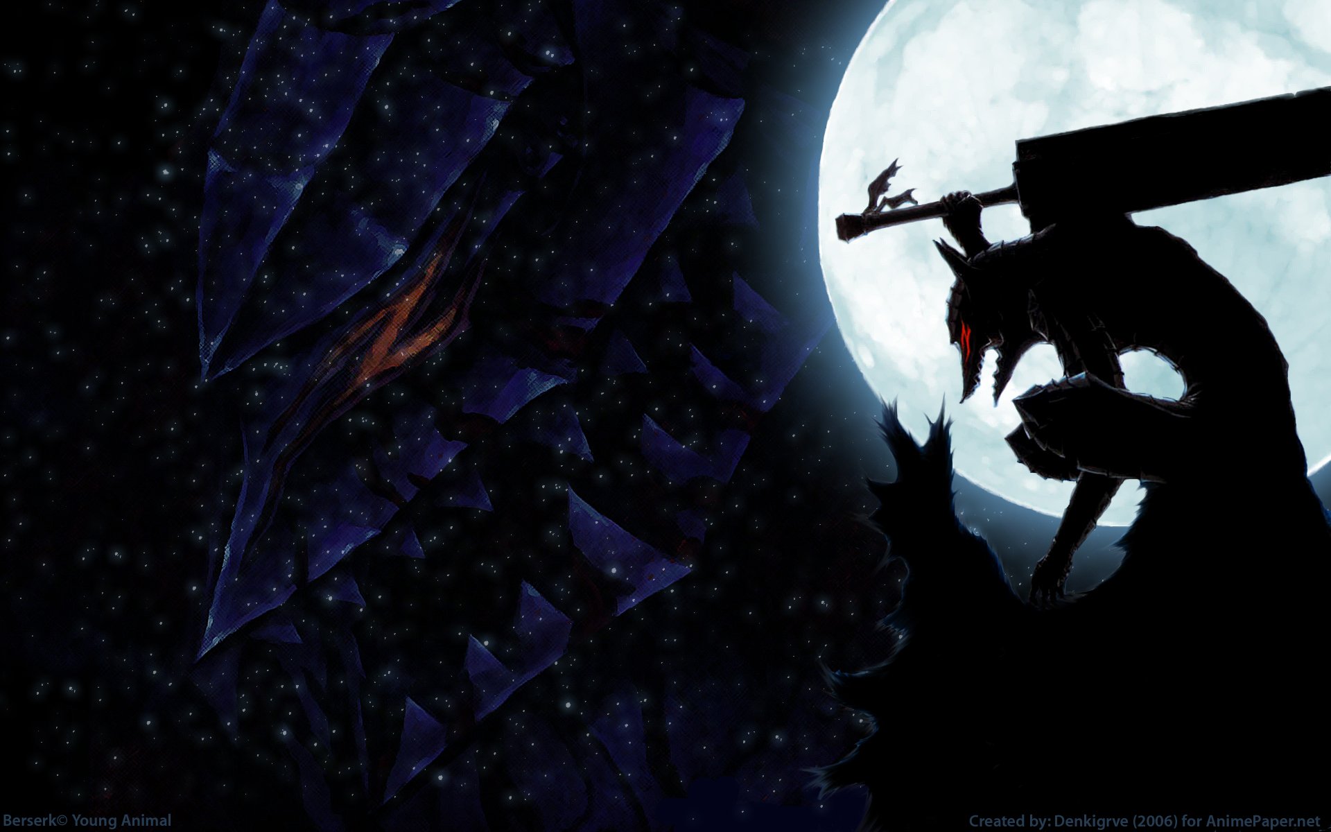 Berserk Anime HD Wallpaper: Moonlit Darkness Unleashed
