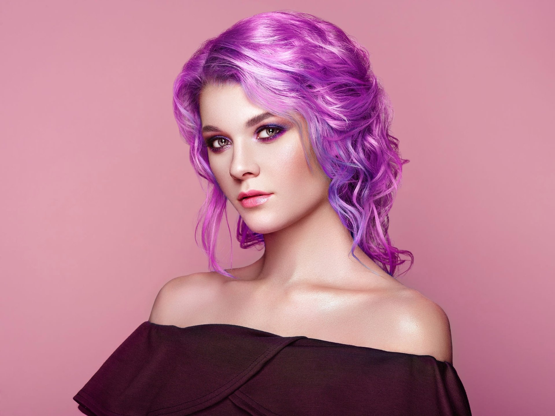 Download Purple Hair Woman Model HD Wallpaper by Oleg Gekman ...