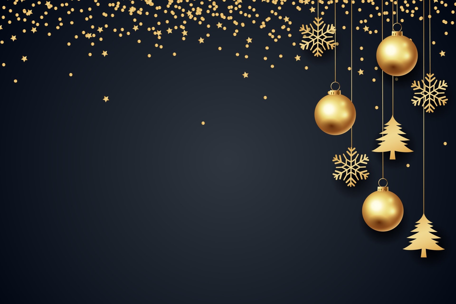 Starlit Gold: 5K Ultra HD Christmas Ornaments Holiday Wallpaper ...