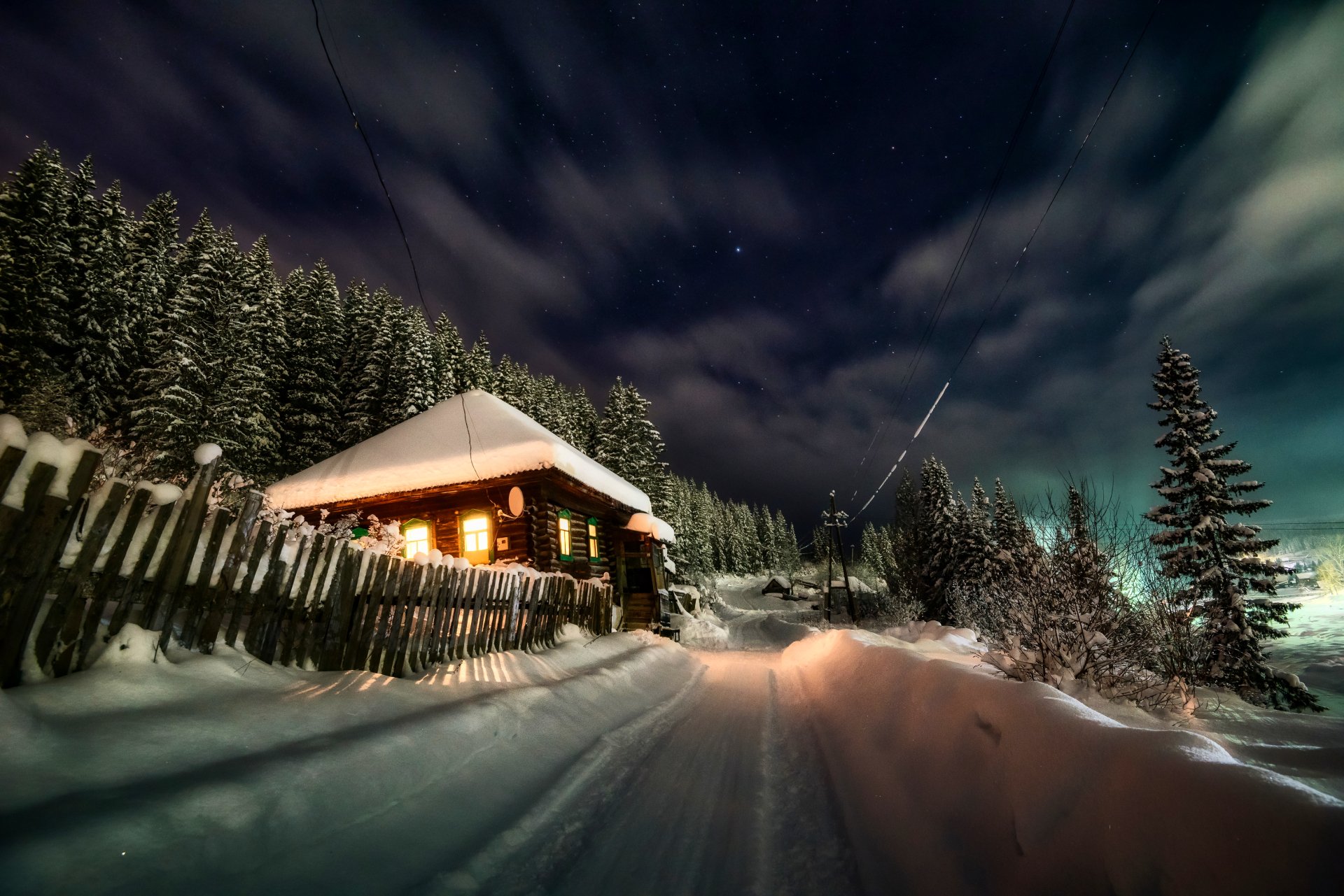 Download Night Cabin Snow Photography Winter Winter Night Night Snow HD ...