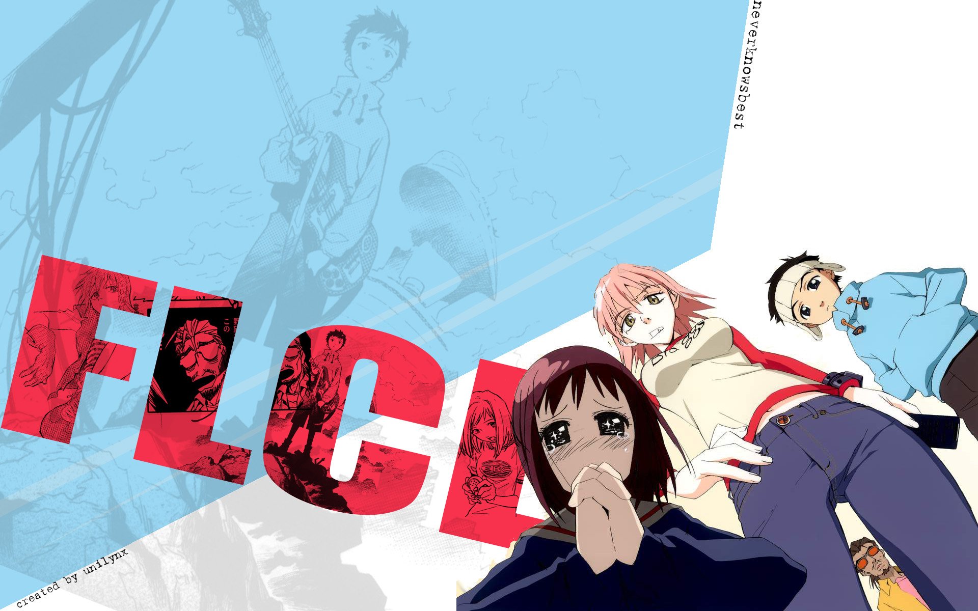 FLCL Anime HD Wallpaper — Haruko & Crew | 1920x1200 | Wallpaper Abyss