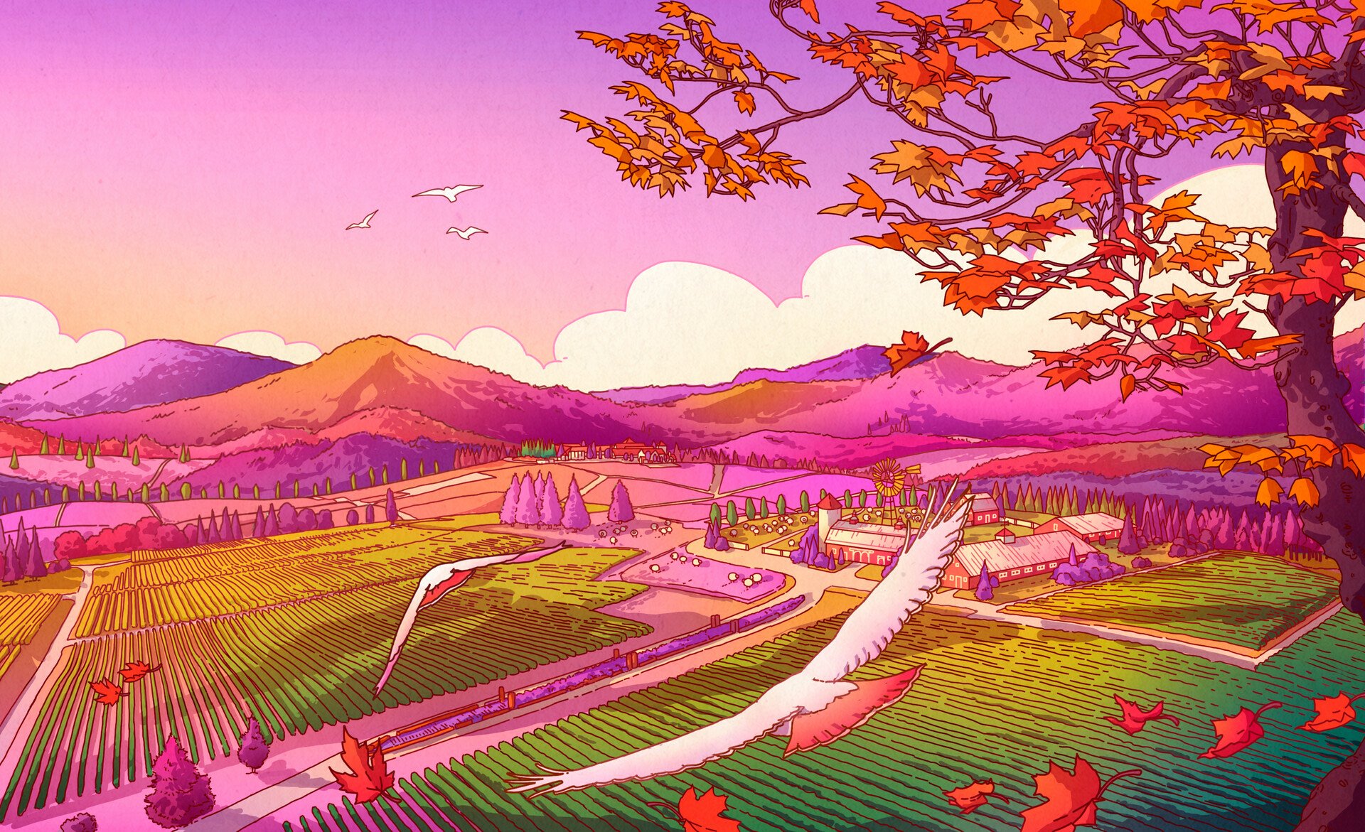 Vibrant Artistic Landscape: HD Autumn Serenity Wallpaper | 1920x1171 ...