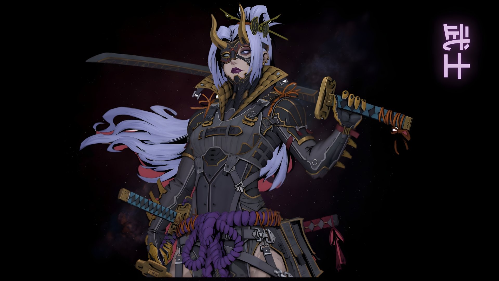 8K Ultra HD Samurai: Futuristic Warrior in Shadowed Armor by Bersekie