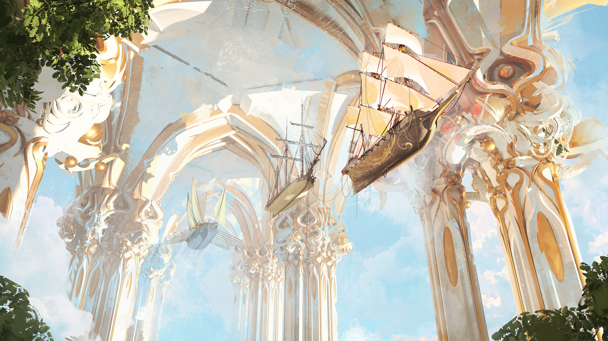 Download Fantasy Ship HD Wallpaper by Sebastian Luca