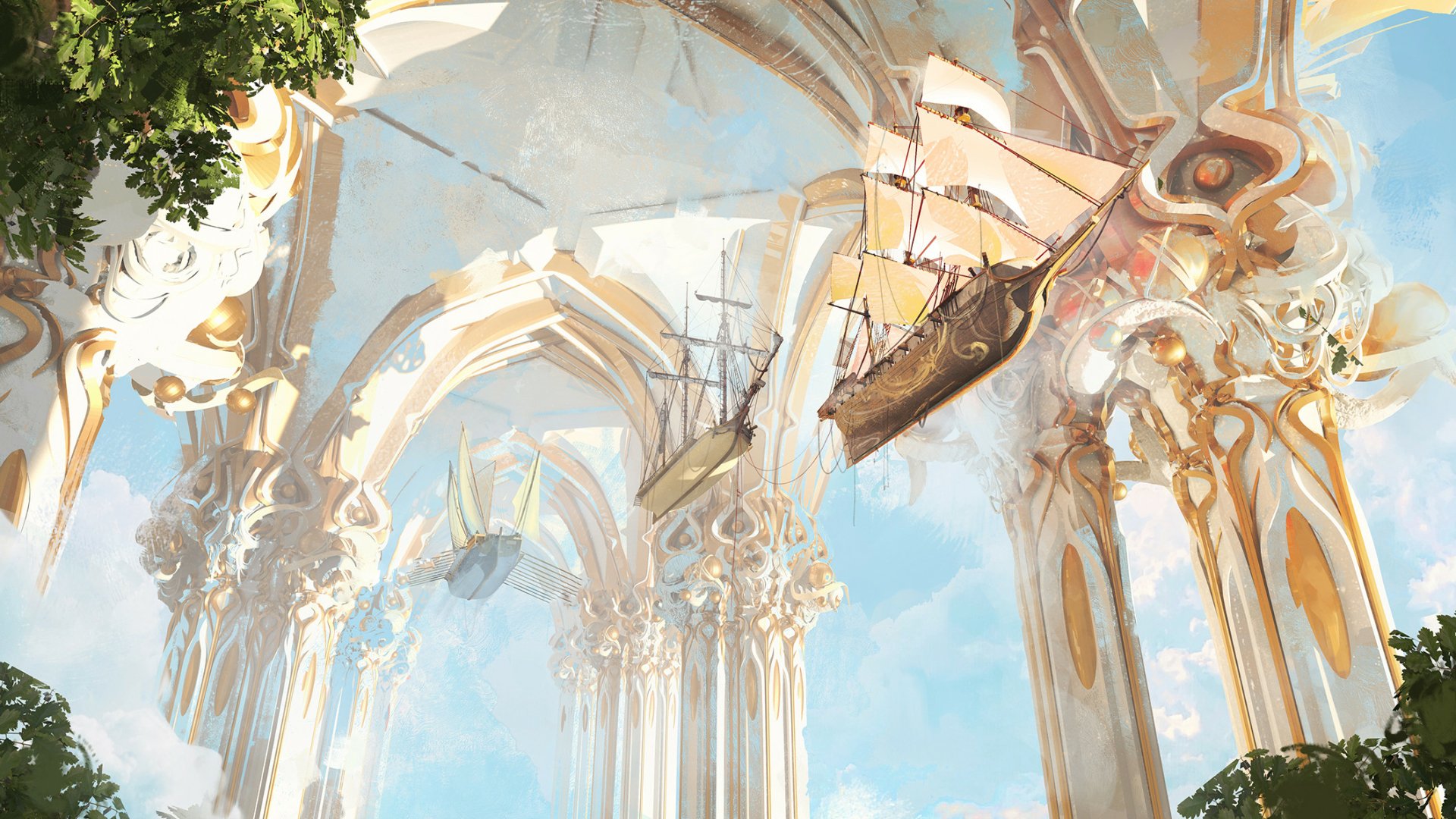 Download Fantasy Ship HD Wallpaper by Sebastian Luca | 2120x1192 ...