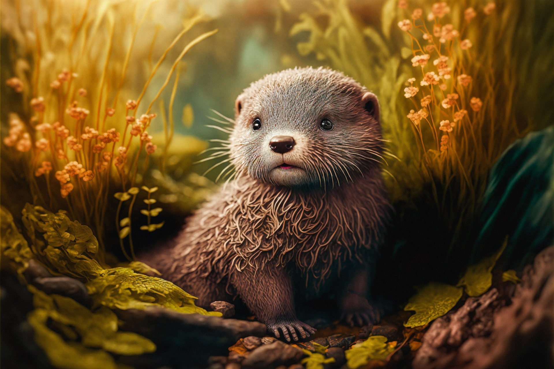 Enchanted AI Otter: Fantasy Animal HD Wallpaper | 3500x2333 | Wallpaper ...