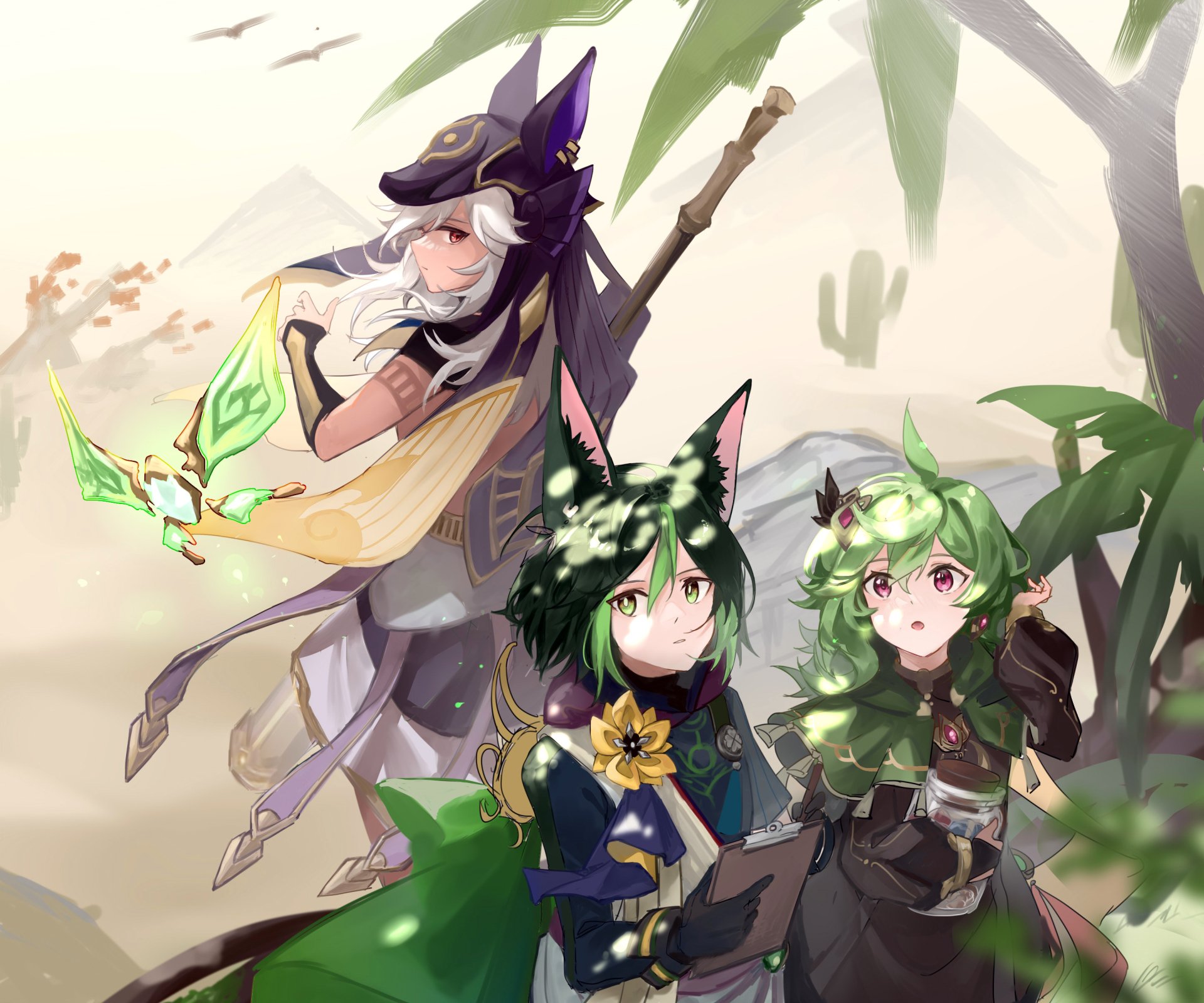 Genshin Impact Trio: Collei, Cyno, and Tighnari HD Wallpaper Adventure ...