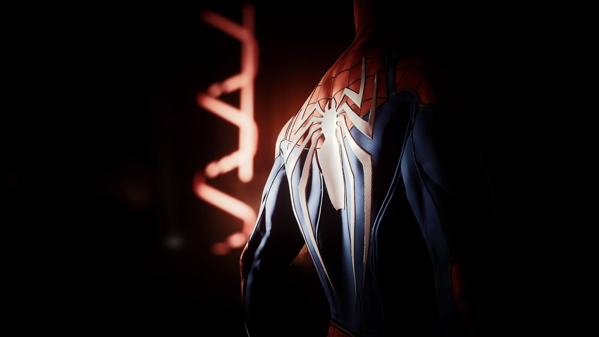 Spider-Man PS4 4K Ultra HD Wallpaper — Emblem Glow Backshot