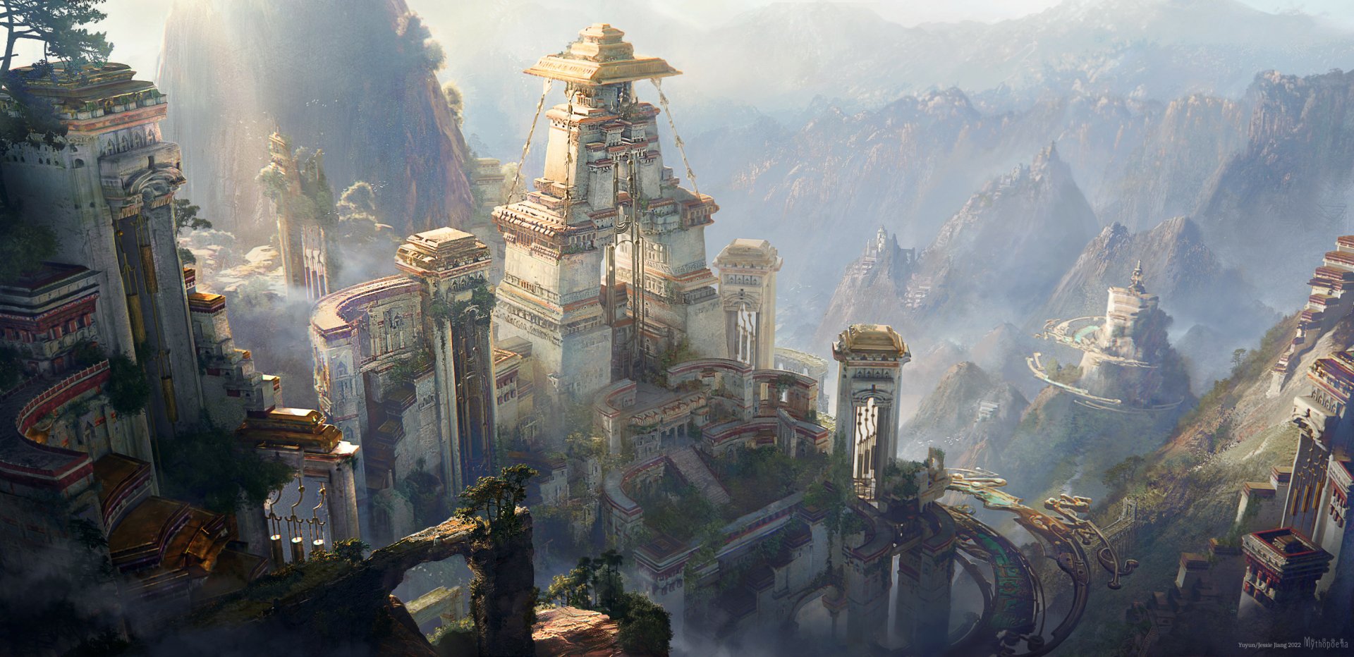 Epic Fantasy Cityscape HD Wallpaper by Jessie Jiang