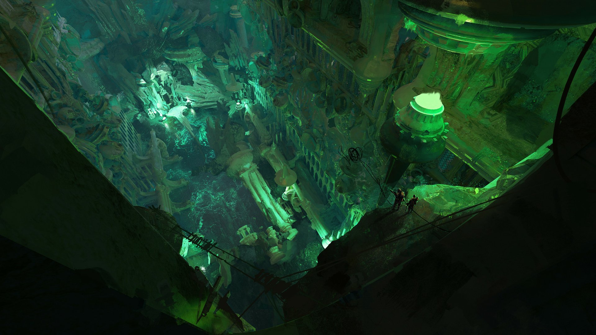 Emerald Abyss — Fantasy Cave HD Wallpaper by Sebastian Luca | 2120x1192 ...