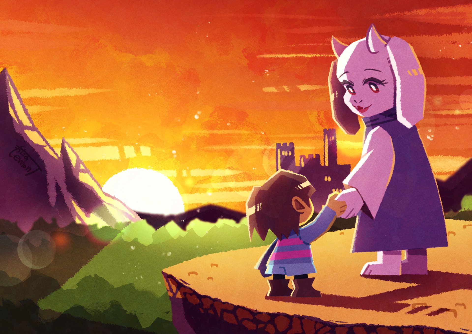 Undertale Sunset: Toriel & Frisk 4K Ultra HD Adventure Wallpaper by 綿野レモンT