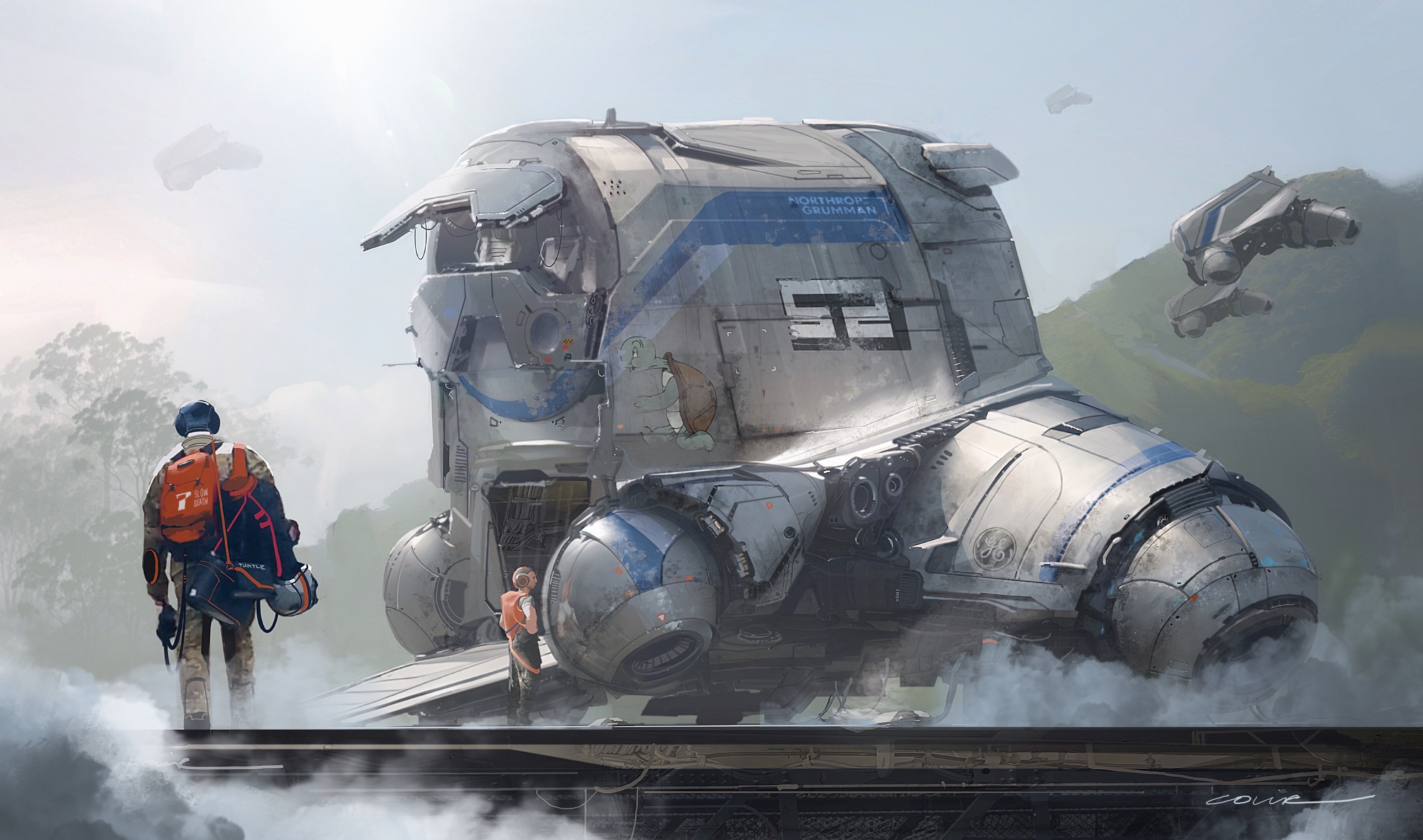 Futuristic Mech and Adventurer HD Wallpaper by Colie Wertz
