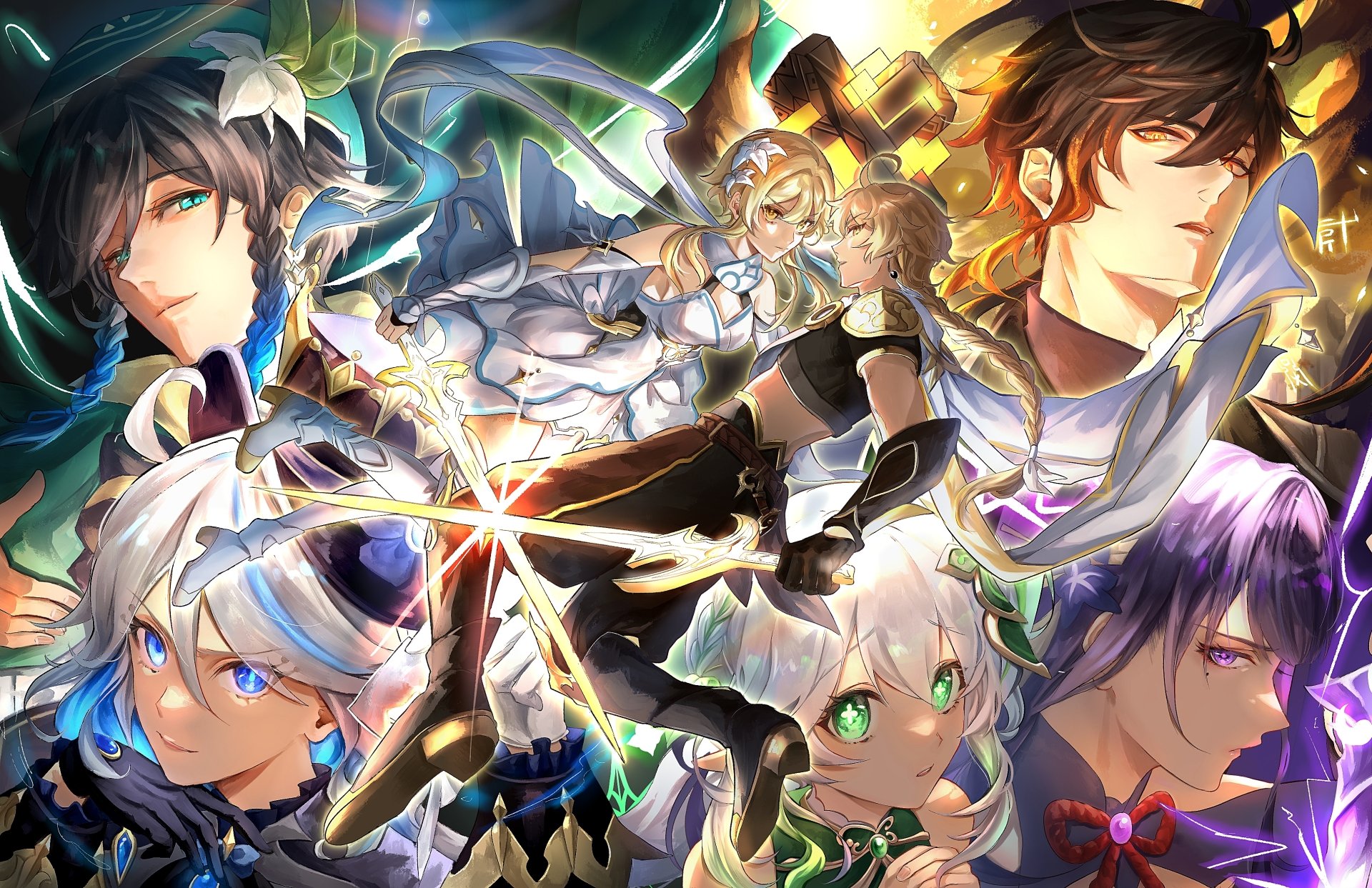 Genshin Impact Legends Unite: Furina, Venti, Lumine, Aether & Zhongli ...