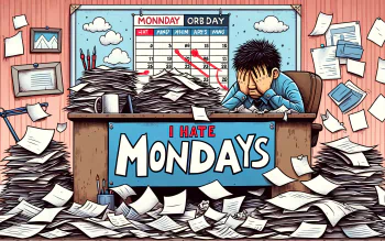 Hate Monday Clipart I Hate Monday Cartoon Cat Gift Fan" Sticker For