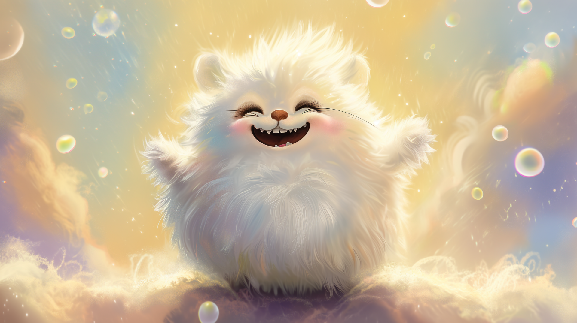 Cute Fluffy Fantasy Creature HD Wallpaper for Desktop by robokoboto