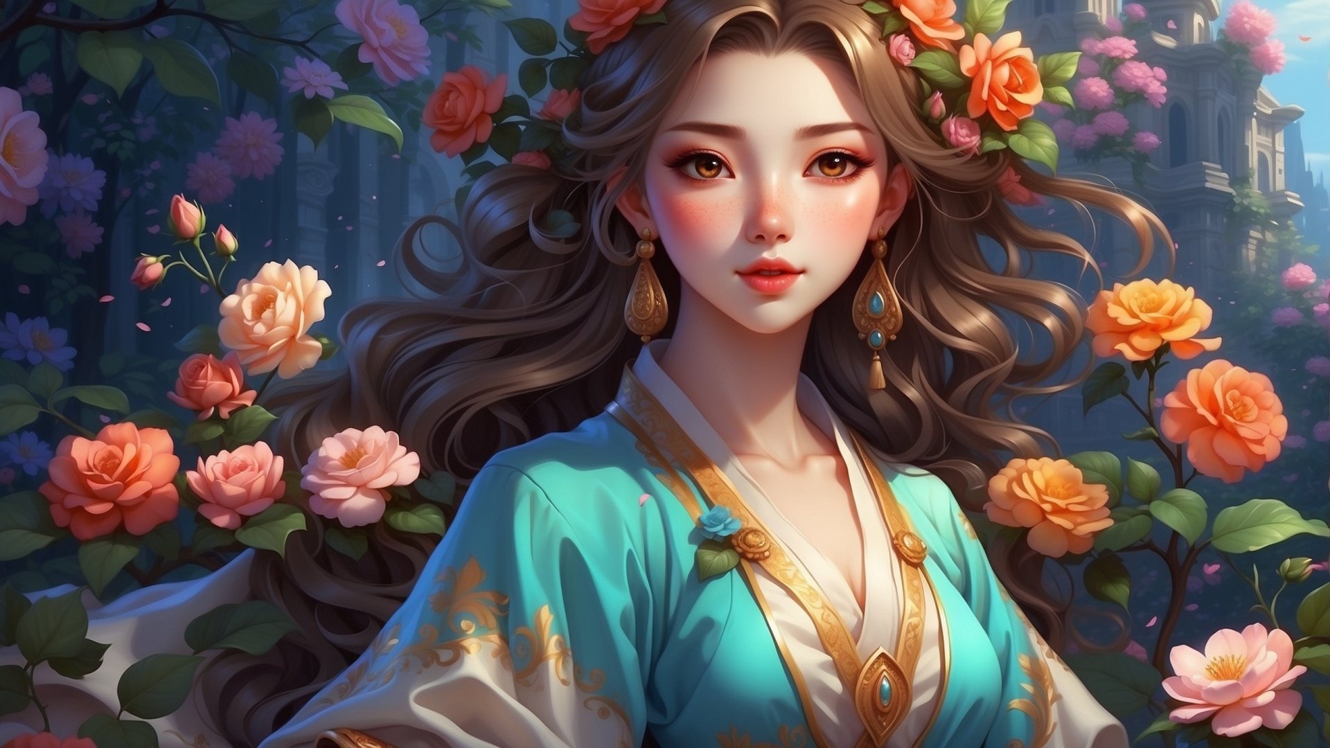 Earth Goddess Wearing Flowy Robes by AnimeHead