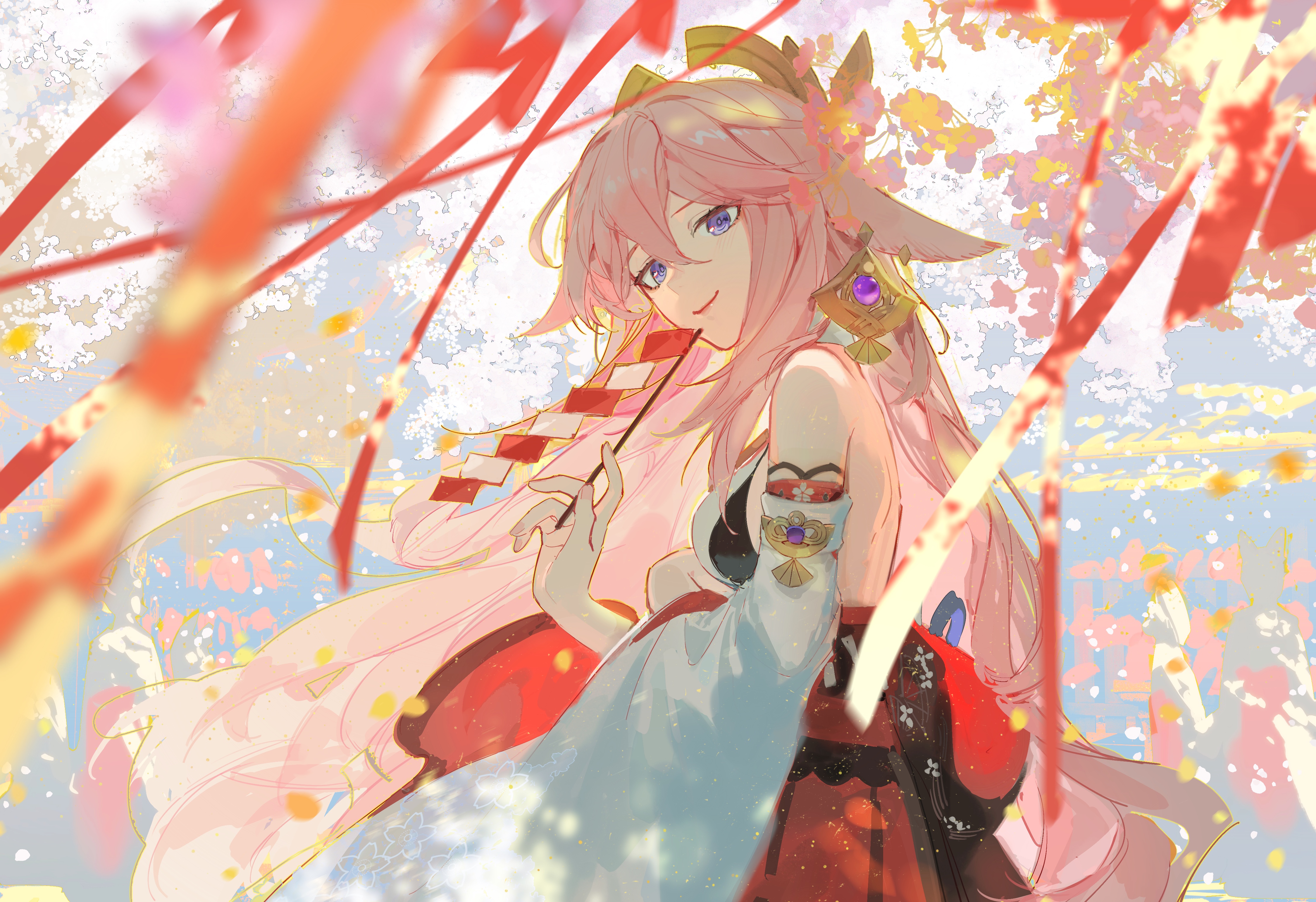 Genshin Impact 4K Ultra HD Wallpaper – Yae Miko, The Elegant Guuji by Rafa
