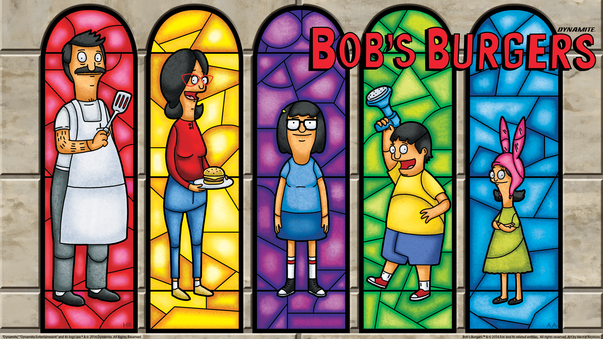 Bob's Burgers Family HD Wallpaper - Colorful Stained Glass Style