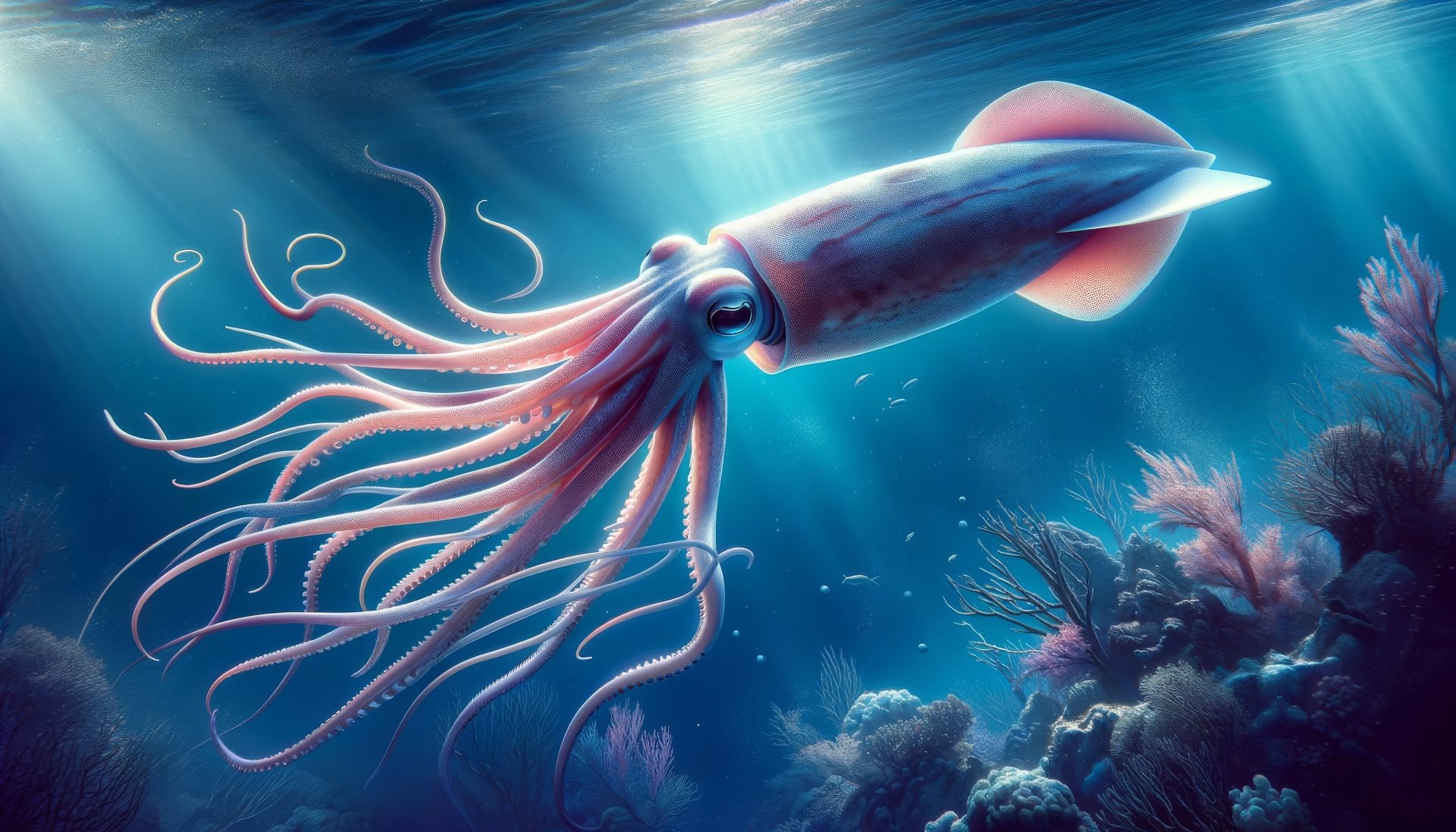 Majestic Underwater Squid HD Wallpaper by patrika
