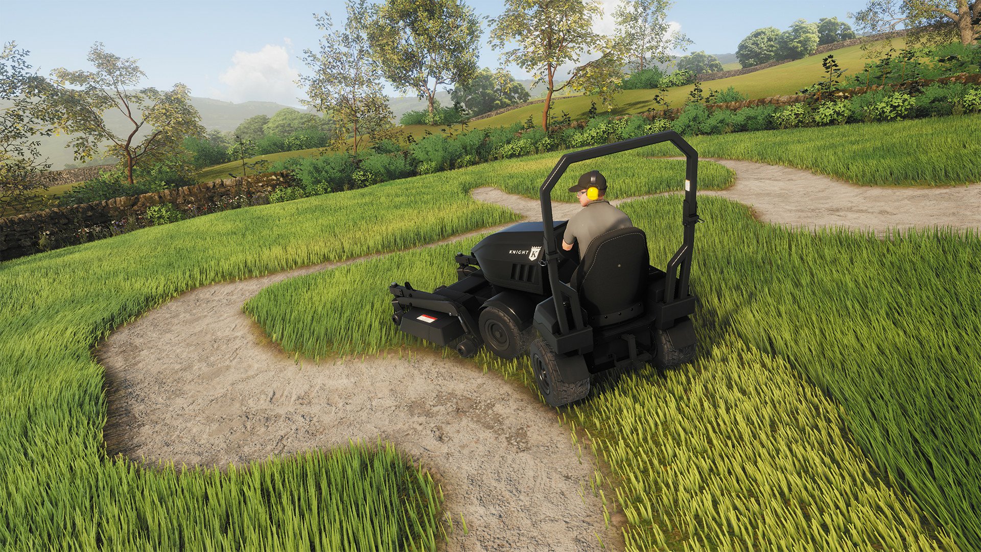 Lawn Mowing Simulator Game HD Wallpaper - Mower on Lush Lawn