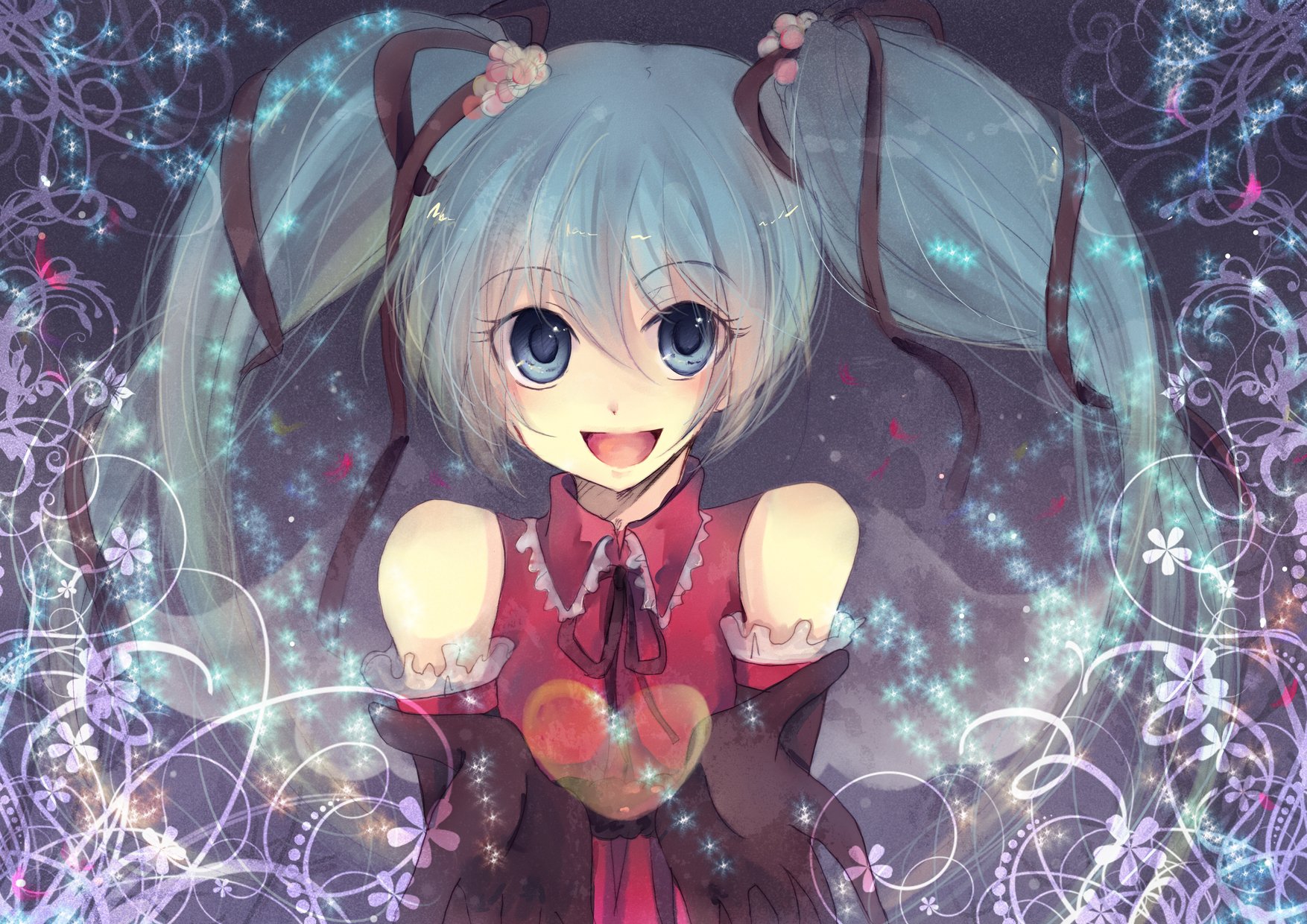Hatsune Miku Heart Glow – Vibrant HD Vocaloid Anime Wallpaper
