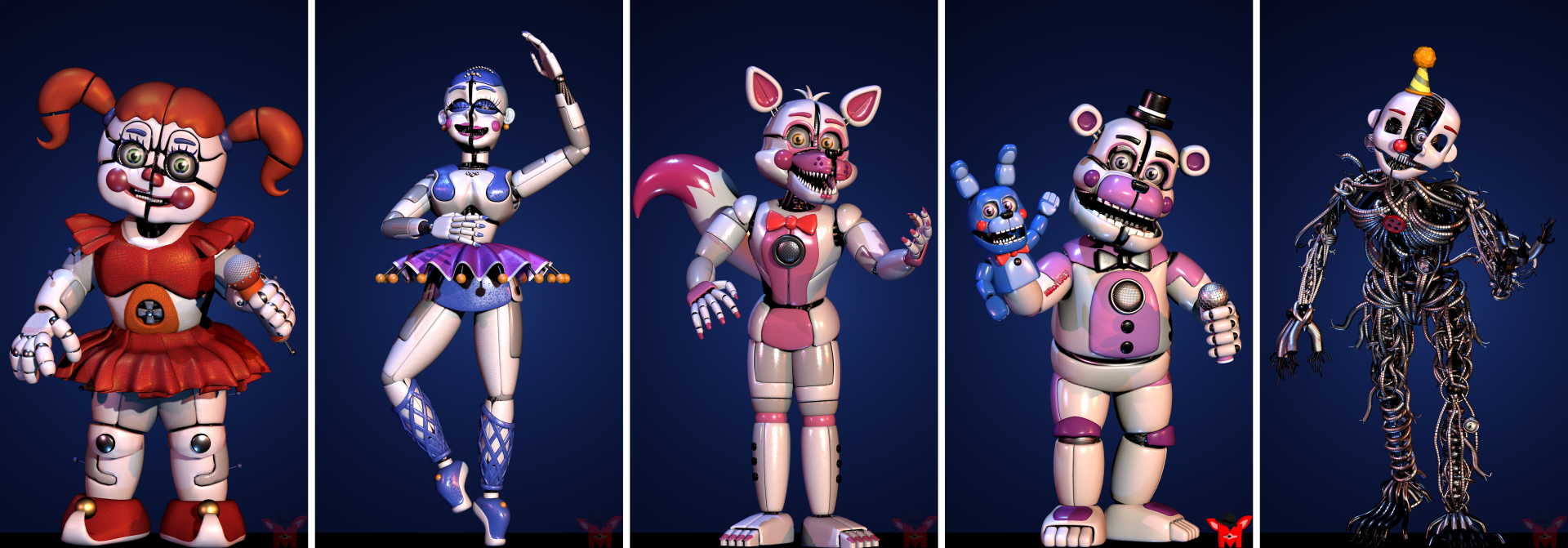 8K Ultra HD Five Nights at Freddy's: Ennard, Funtime Freddy & Friends Wallpaper by Mikol1987
