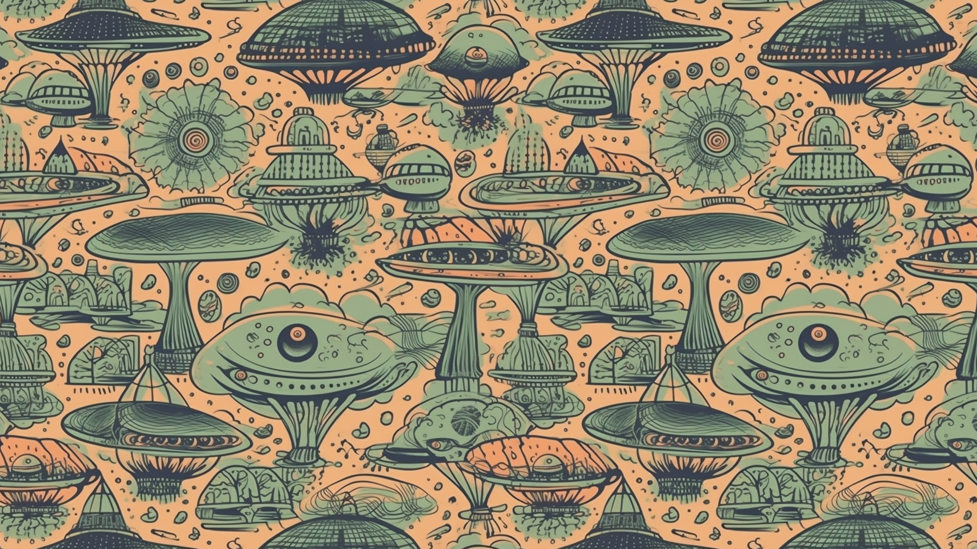 Desktop background of abstract alien spaceships by nutfalcon