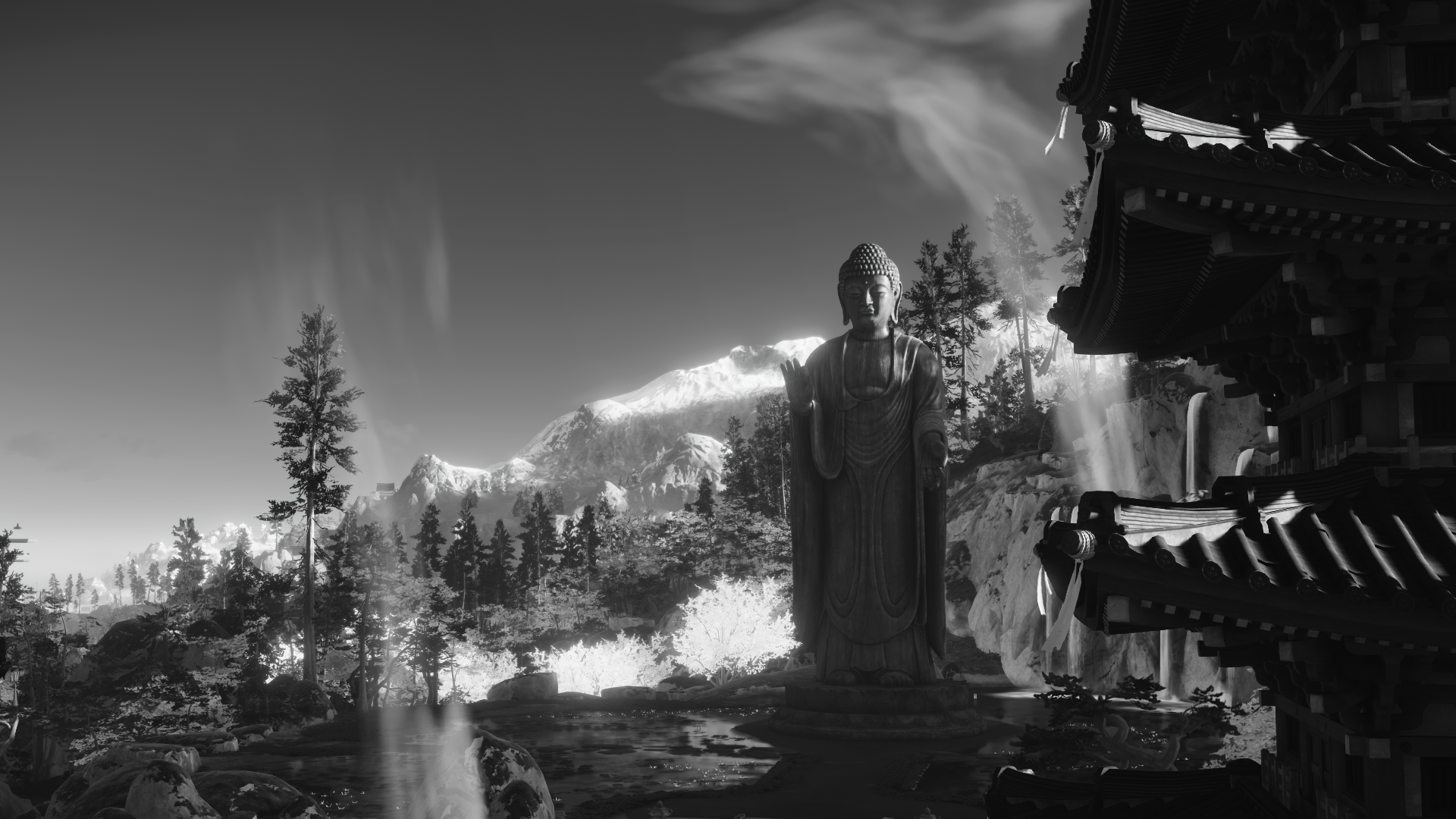 Buddha Statue at Omi Monastery by CroxeSinned | 1920x1080 | Wallpaper Abyss