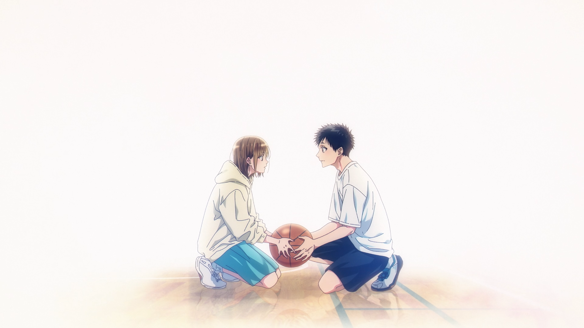 Blue Box HD Wallpaper: Chinatsu Kano & Taiki Inomata in a Heartfelt Moment
