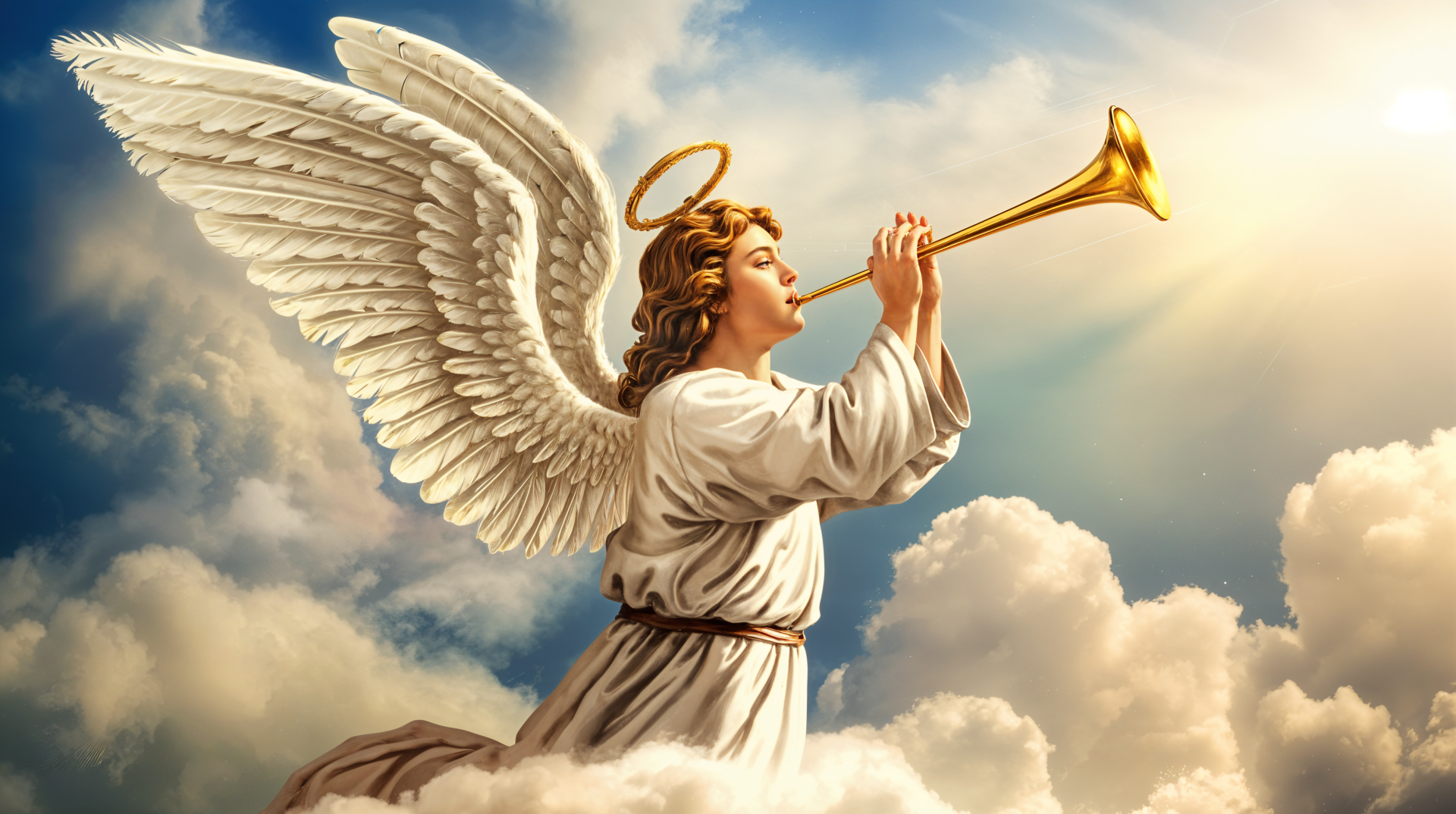 Angel Blowing a Trumpet by lonewolf6738