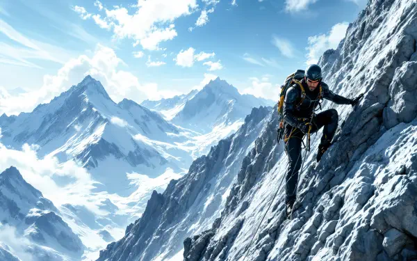 Epic Mountain Climbing: 4K Ultra HD Adventure Wallpaper by QuantumCurator