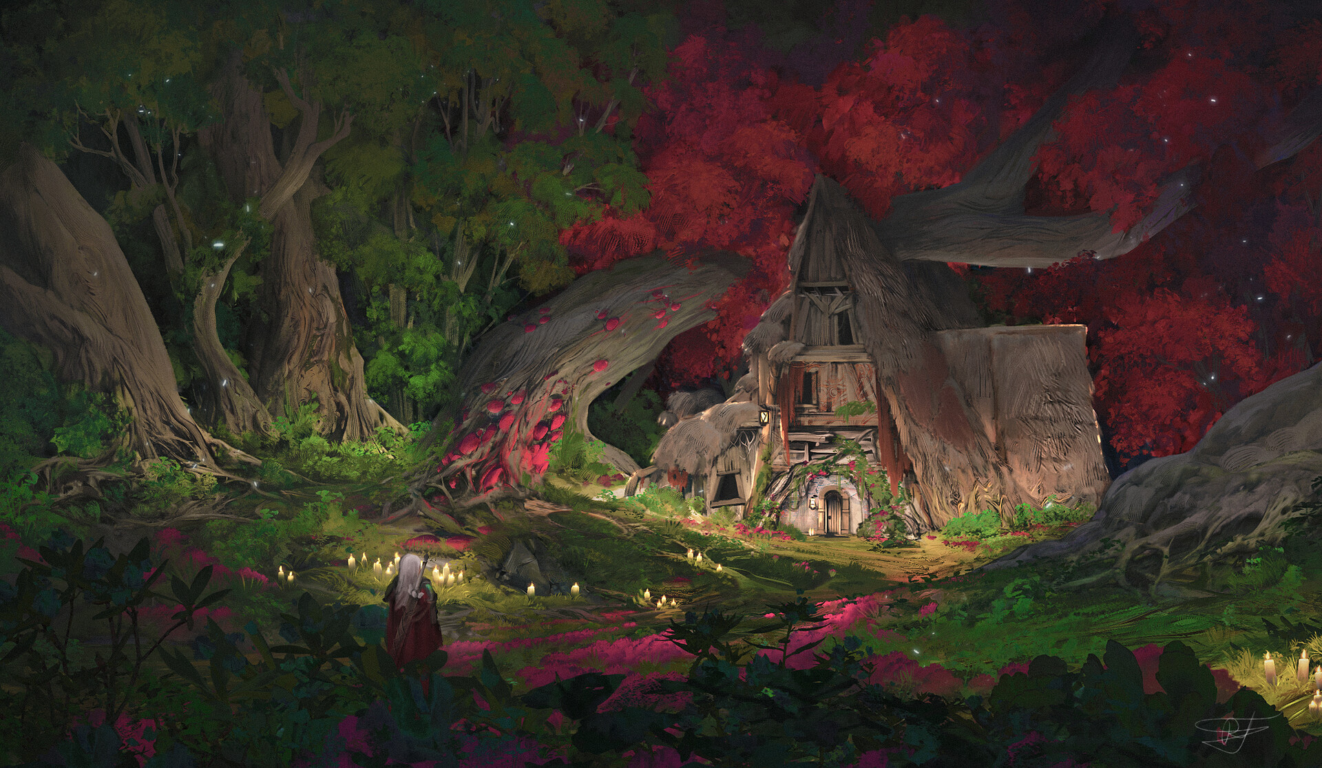 Medieval Forest Cabin Fantasy Landscape HD Wallpaper by Max Suleimanov