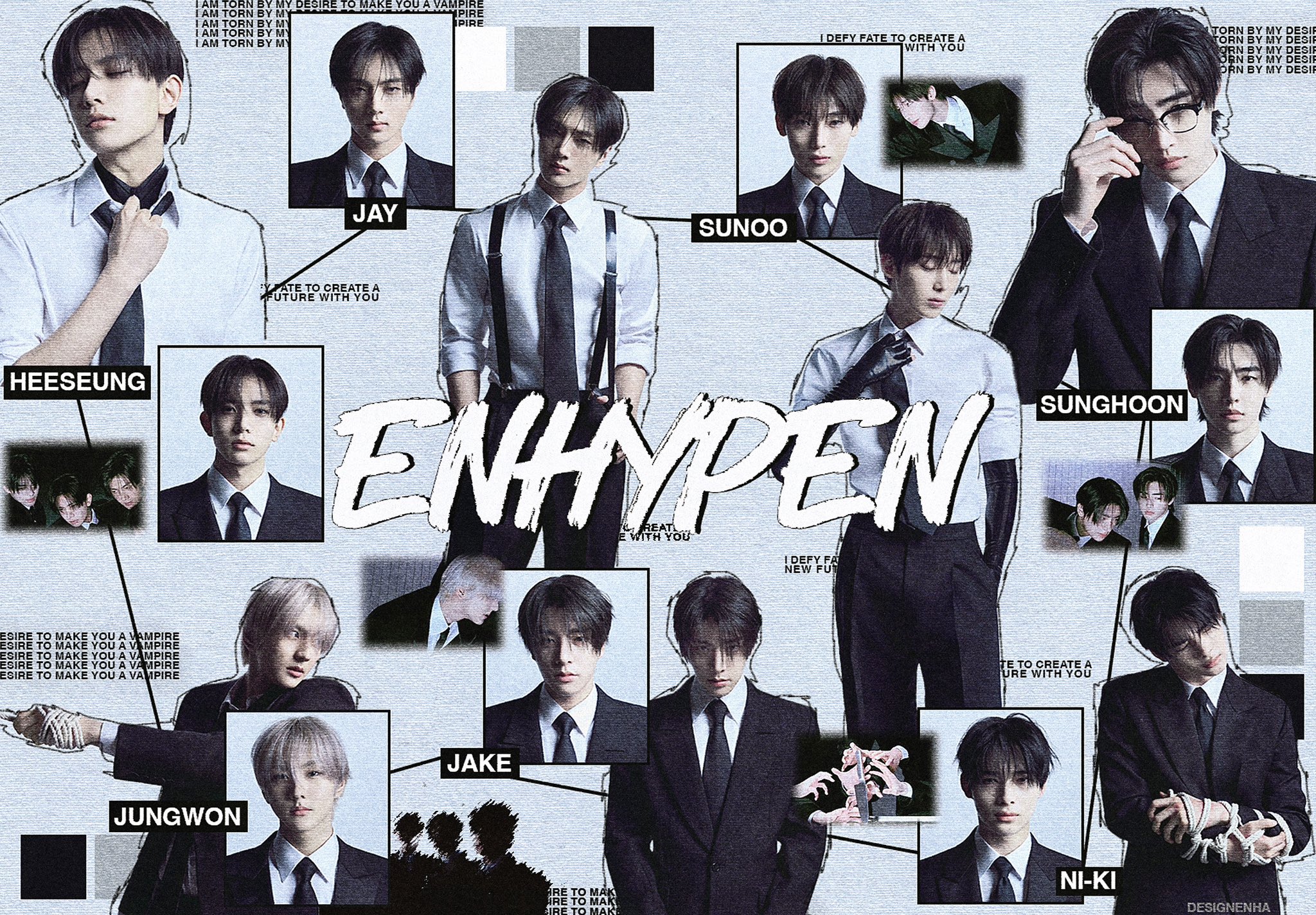 ENHYPEN HD Wallpaper – Stylish Music Group Portrait in Black Suits