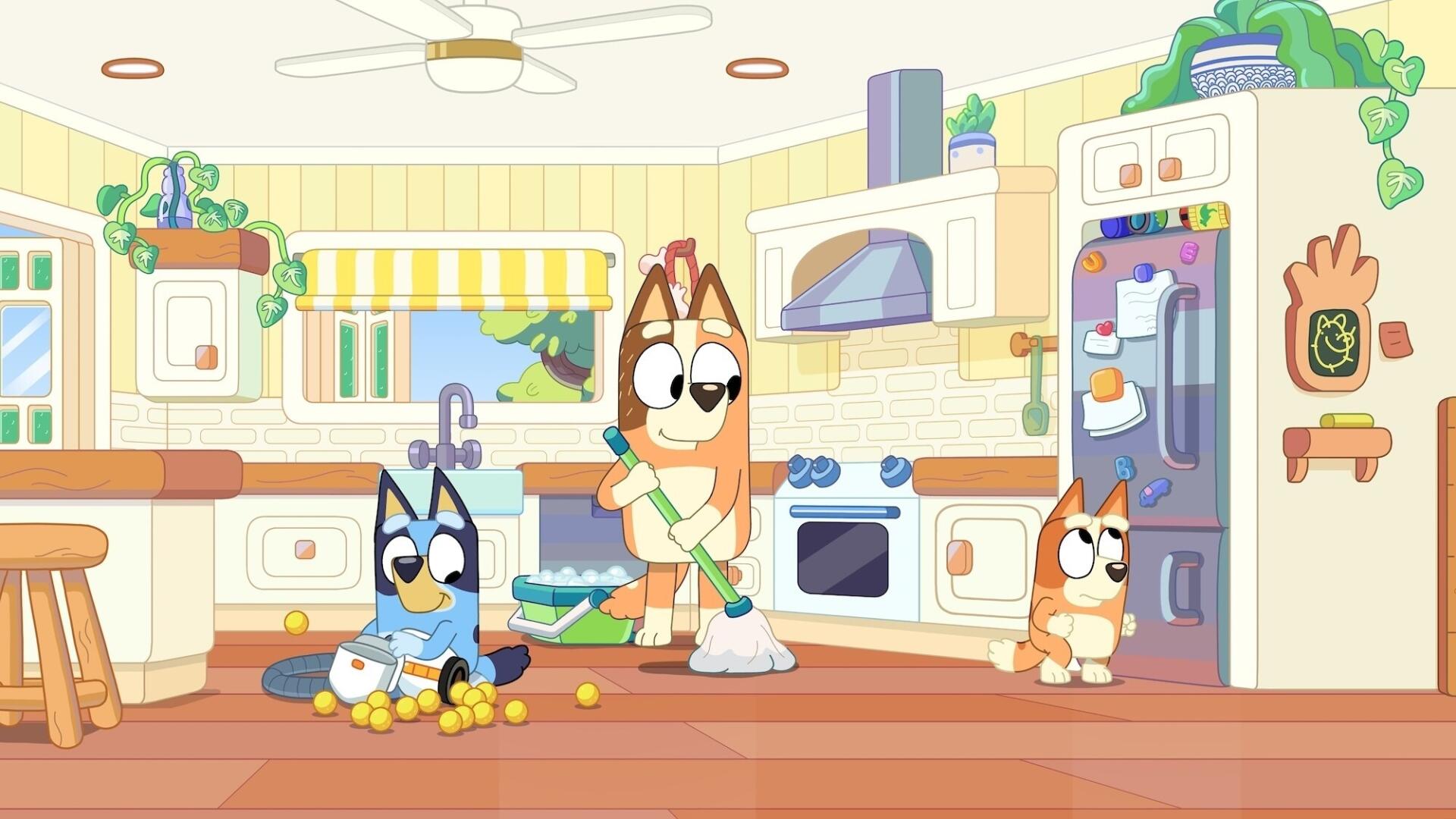 Bluey HD Wallpaper: Fun in the Kitchen