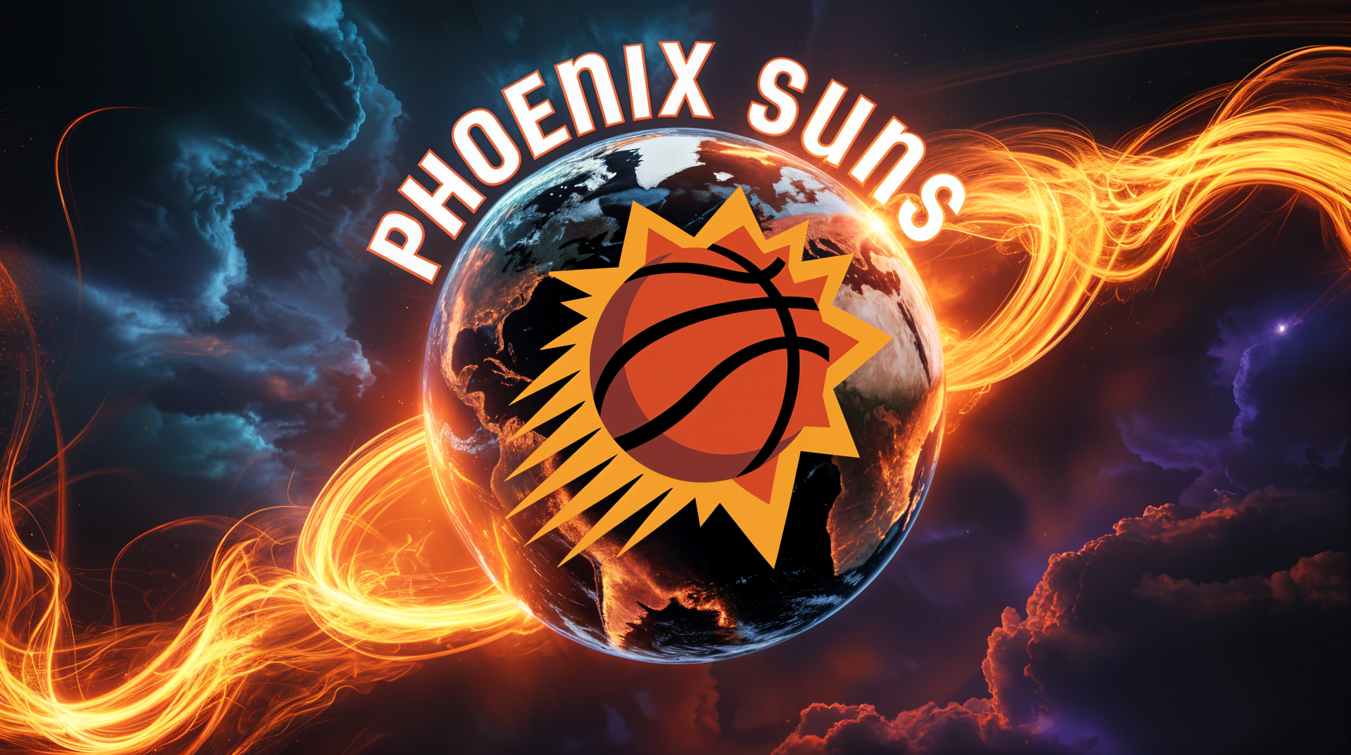 Phoenix Suns 4K Ultra HD Wallpaper – Fiery Basketball Globe Spotlight ...
