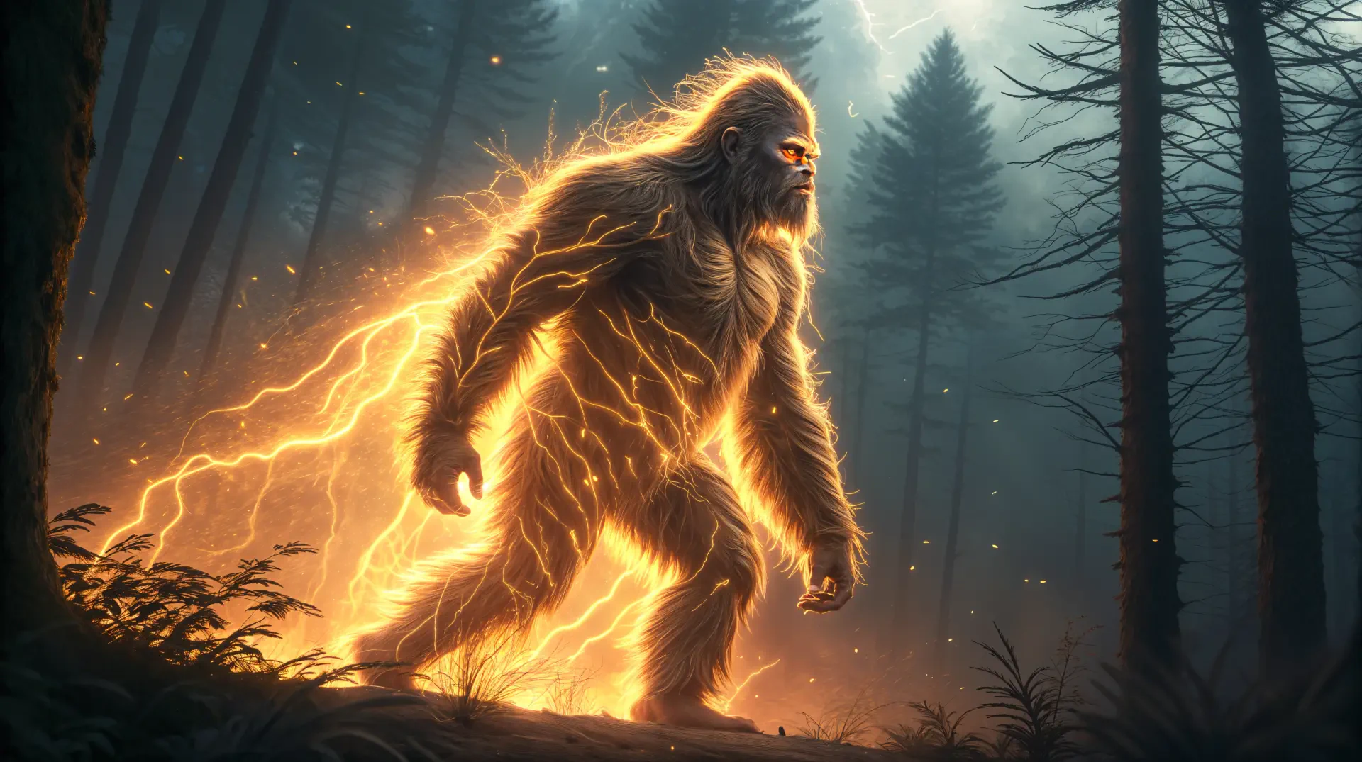 Bigfoot in Electric Forest – 4K Ultra HD Wallpaper by QuantumCurator