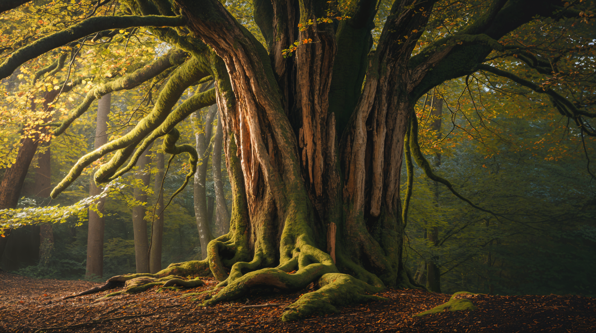 Majestic Ancient Tree in Forest - 4K Ultra HD Wallpaper by QuantumCurator