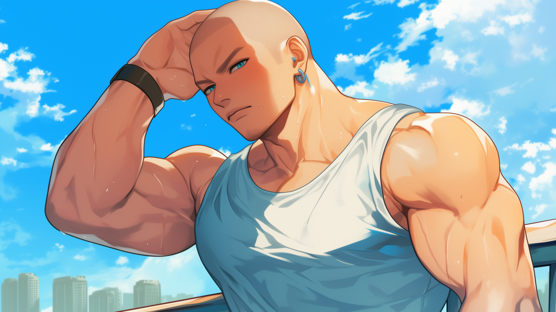 HD Anime Sigma Male Giga Chad Bald Muscle Wallpaper by patrika