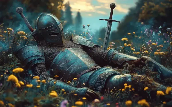 Medieval Knight Resting: A Serene HD Wallpaper by patrika