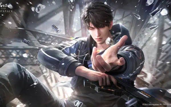 Love and Deep Space: Caleb's Cosmic Embrace HD Wallpaper