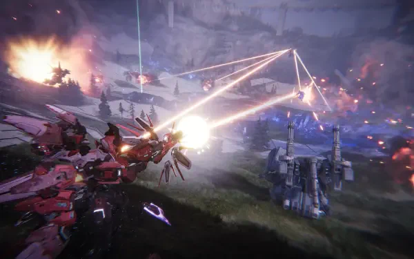 Mecha BREAK 4K Ultra HD Wallpaper – Epic Mecha Battle Scene from Video Game