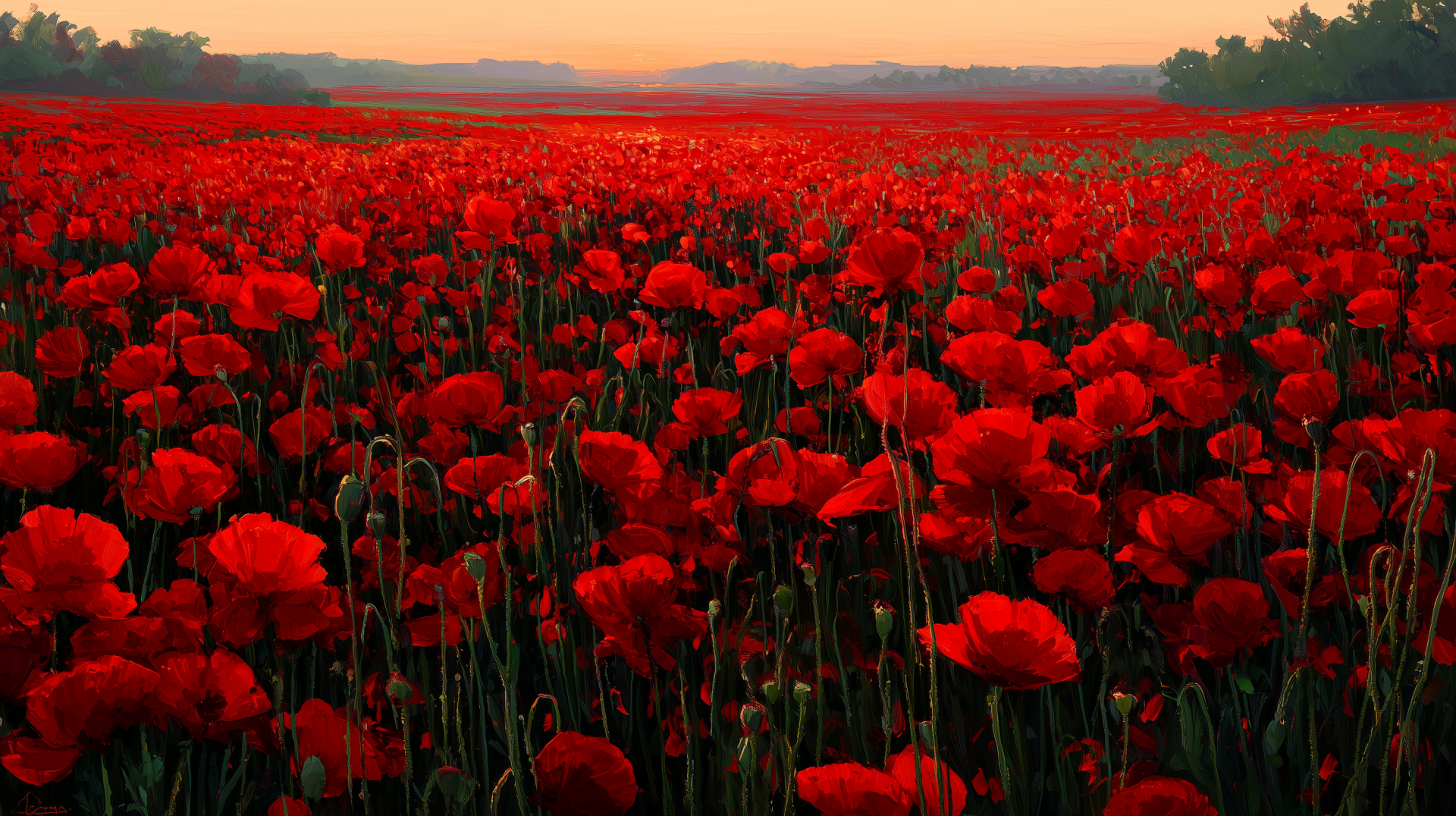 Remembrance Day: Red Poppy Field — 2K Quad HD Wallpaper by patrika