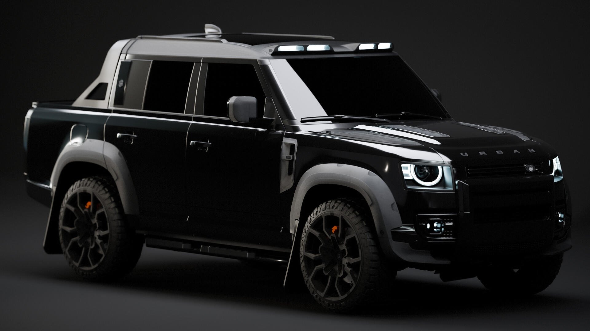 Midnight Defender: Black Land Rover Pickup — 4K Ultra HD Wallpaper