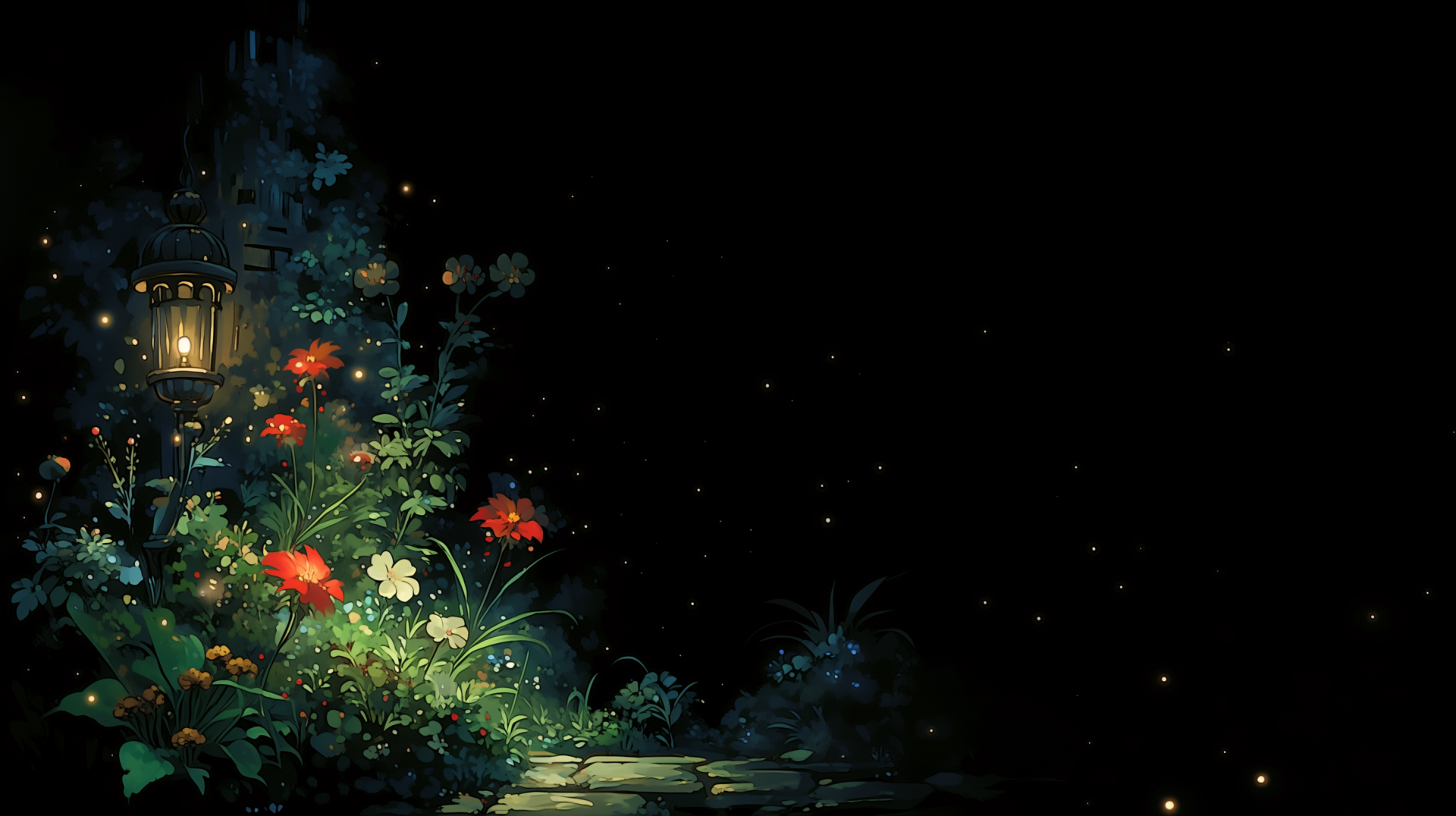 Midnight Blossom: Dark Aesthetic Anime AI Art Flower — 2K Quad HD Wallpaper